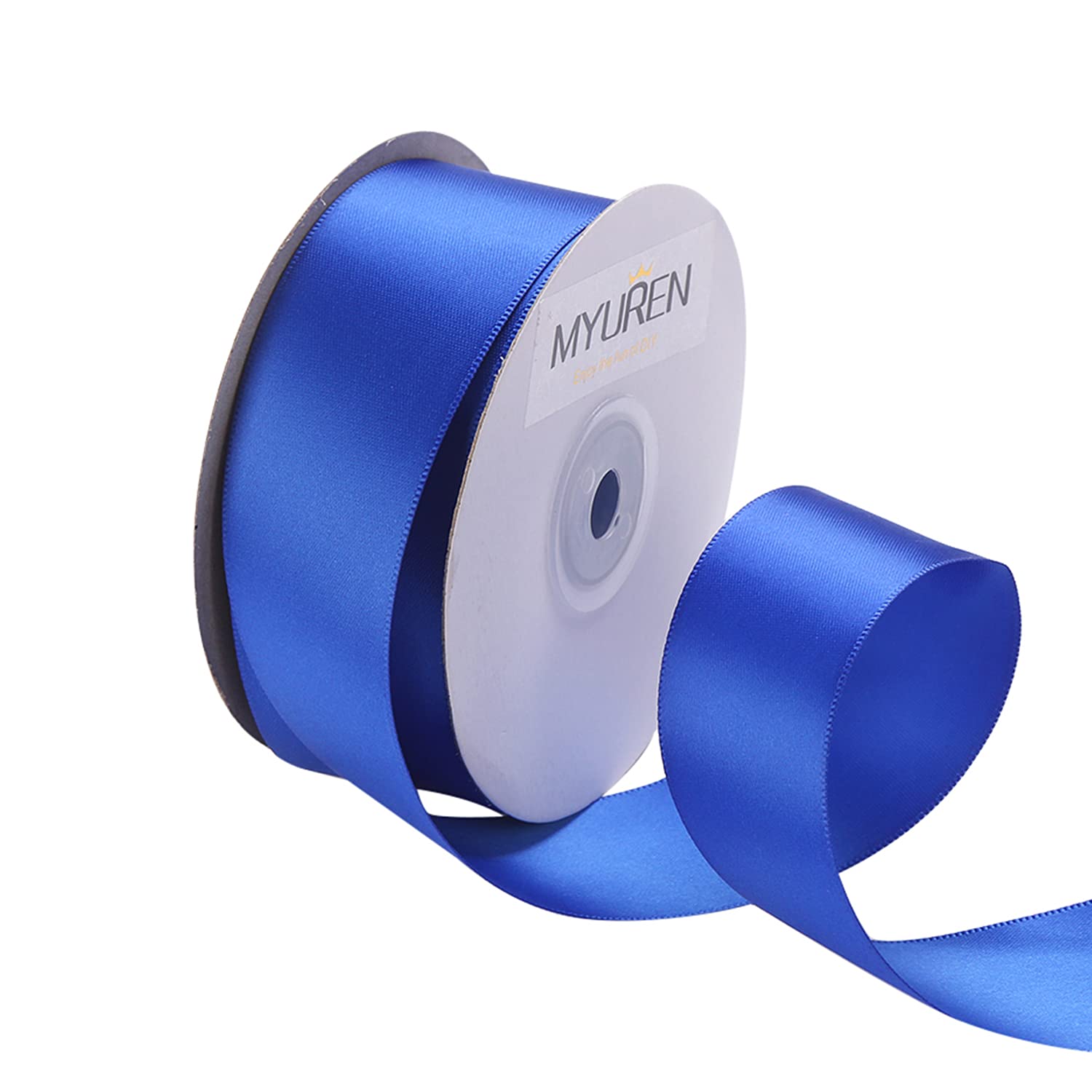 1-1/2" Wide Double Faced Royal Blue Polyester Satin Ribbon for Crafts, Wedding, Gift Wrapping, Bow Making,Party Decoration, Christmas Tree Deco (25 Yards)
