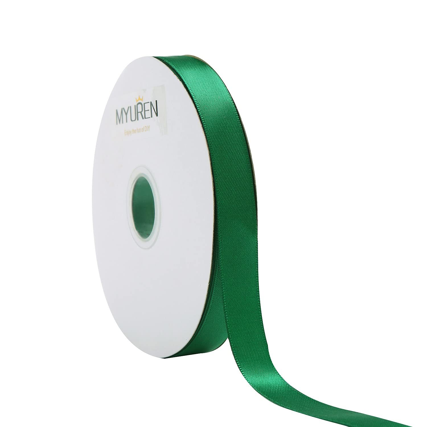 5/8 inch Double Faced Green Polyester Satin Ribbon for Gift Wrapping,Party Favor, Baby Shower,Invitation Embellishments,Floral Arrangement Craft Supplies (50 Yards)