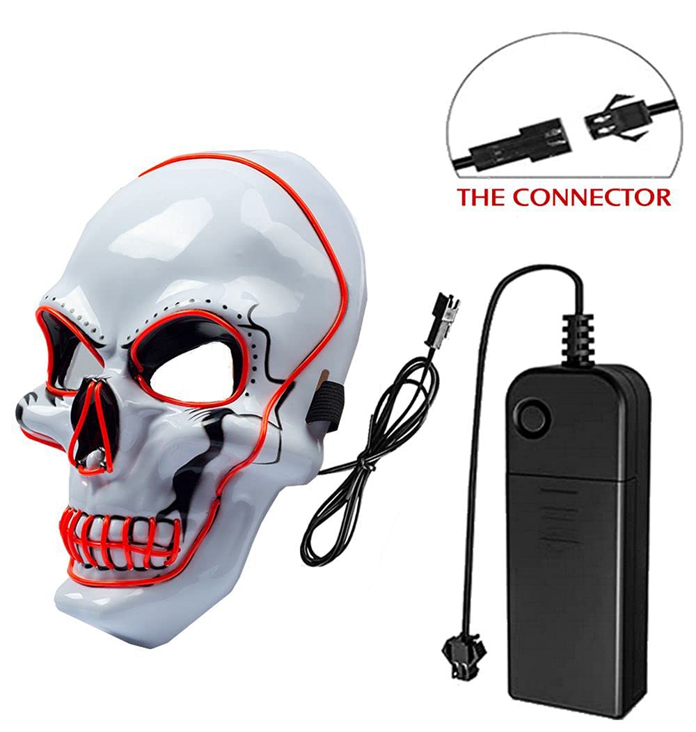 WENTAOWULUE LED Halloween Face Mask Skull Skeleton Light Up Full Face Mask Green