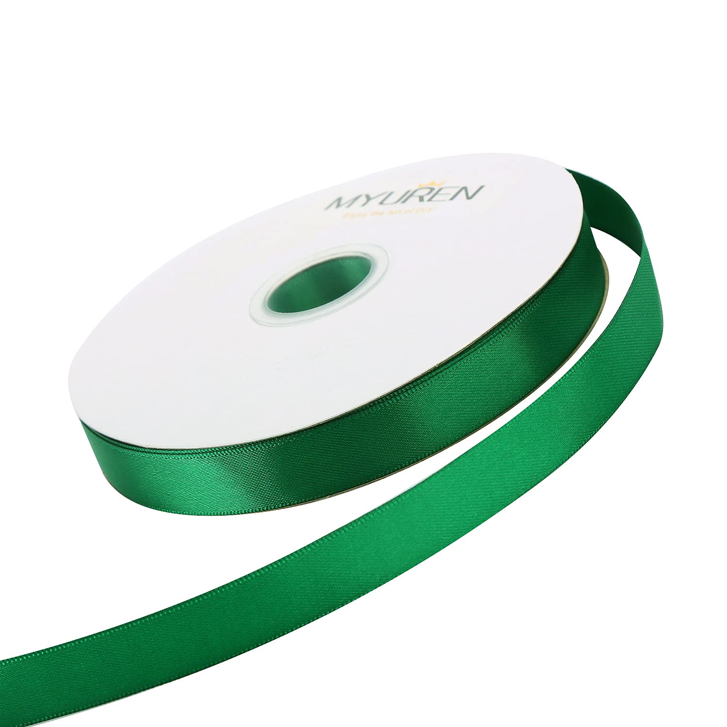 5/8 inch Double Faced Green Polyester Satin Ribbon for Gift Wrapping,Party Favor, Baby Shower,Invitation Embellishments,Floral Arrangement Craft Supplies (50 Yards)