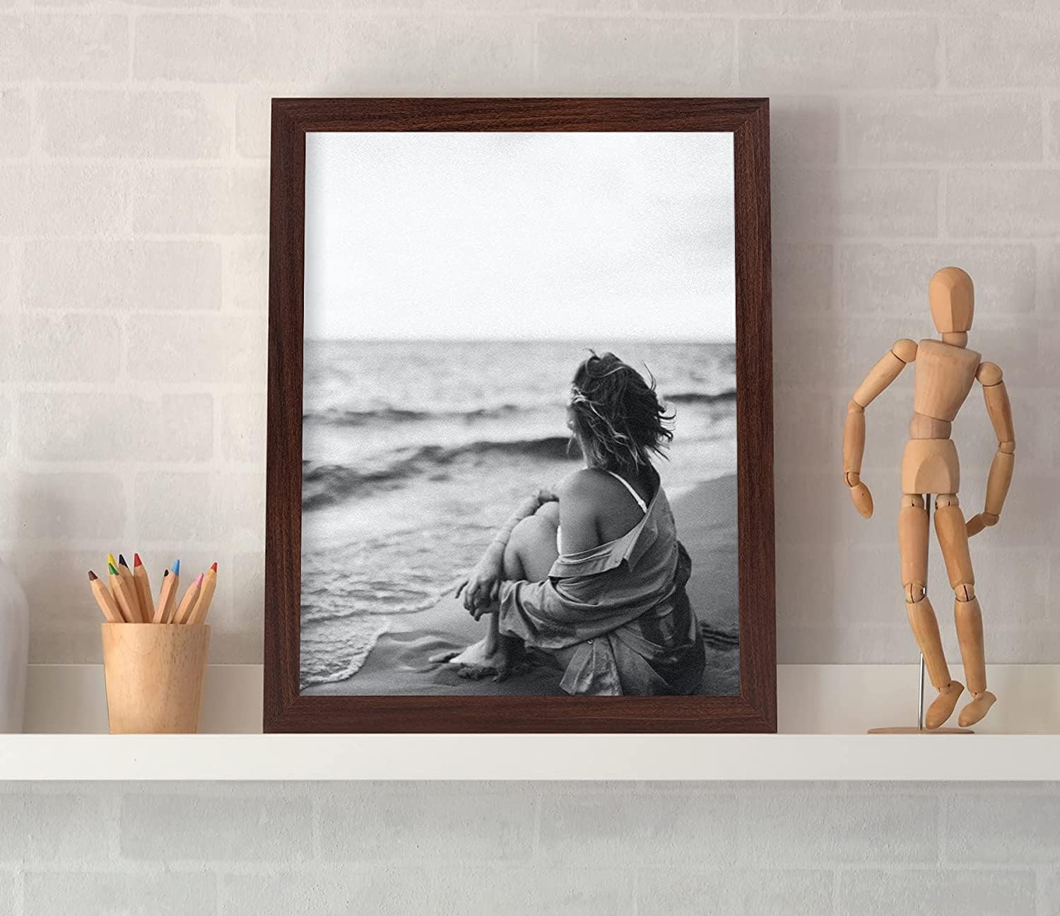 Frametory, 11x14 Picture Frame - Made to Display Pictures 8x10 with Mat or 11x14 Without Mat - Wide Molding - Pre-Installed Wall Mounting Hardware (Brown, 2 Pack)