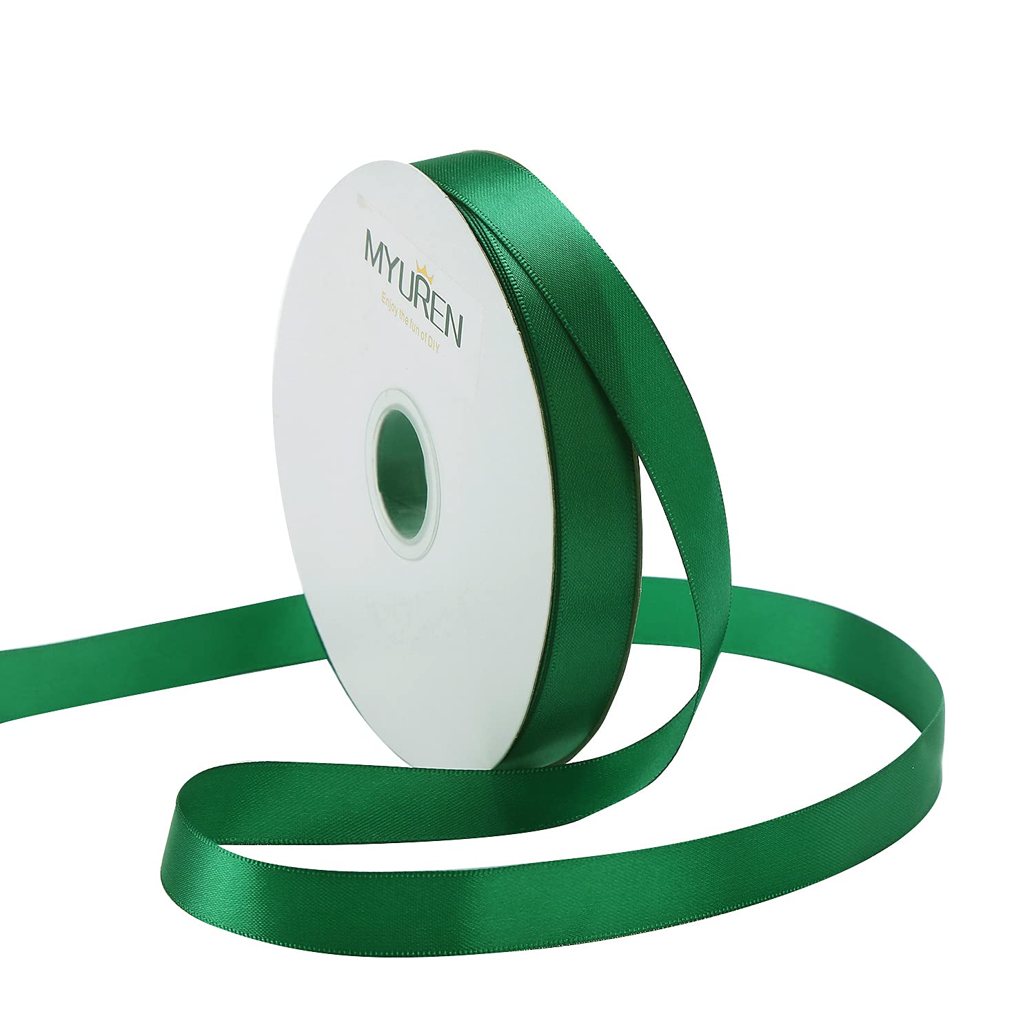 5/8 inch Double Faced Green Polyester Satin Ribbon for Gift Wrapping,Party Favor, Baby Shower,Invitation Embellishments,Floral Arrangement Craft Supplies (50 Yards)