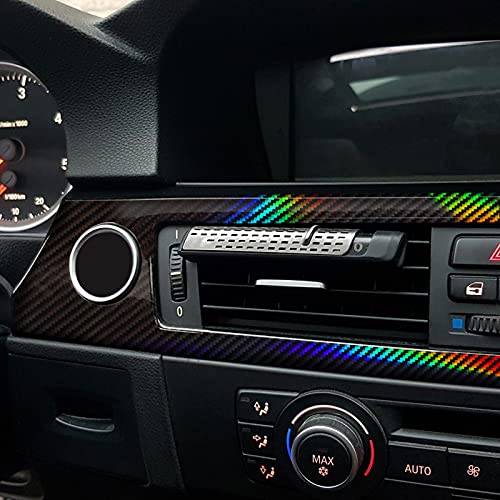 TECKWRAP Holographic Black Carbon Fiber Vinyl Wrap Film Bubble Free Air Release Car Wrap Vinyl Automotive DIY Decals 1ft x 5ft