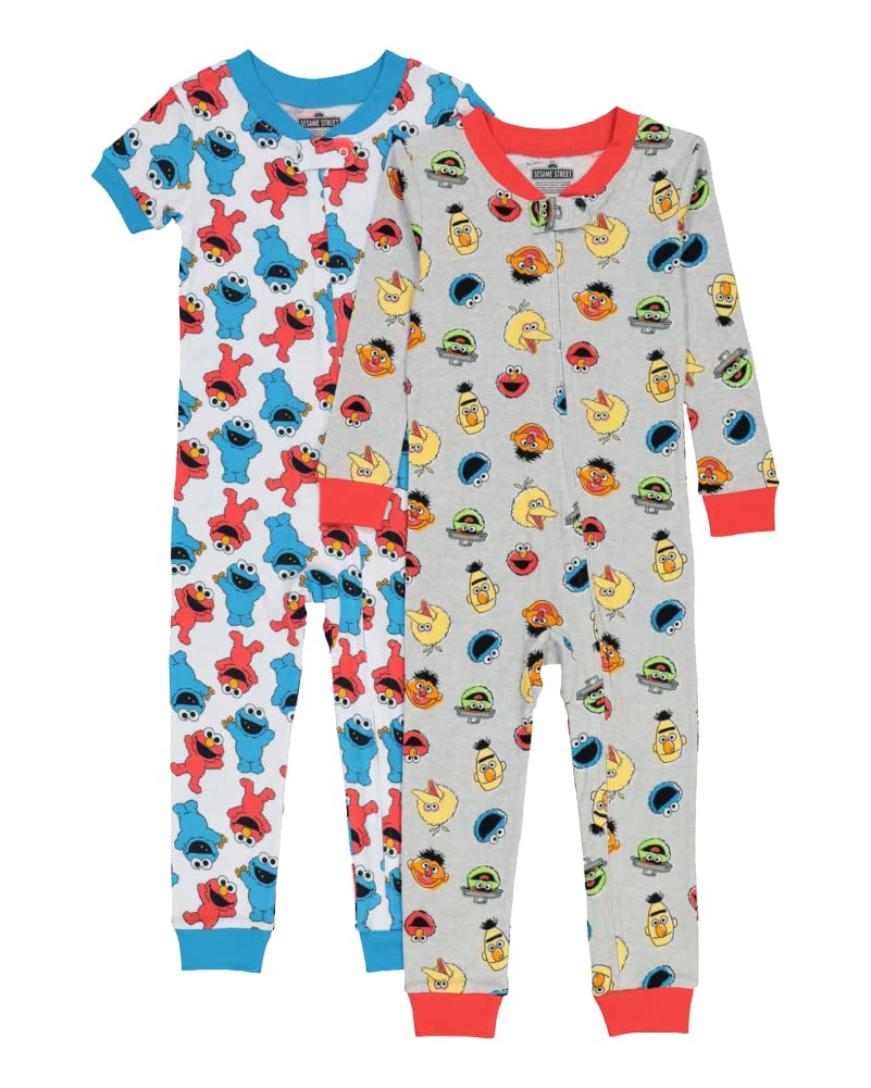 Sesame Street Girls' Footless Snug-fit Cotton Onesie Pajama, Soft & Cute for Kids, Sesame PALS, 4T