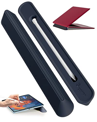 ergounion 3 in 1 Silicone Laptop Stand for Desk - Portable Computer Keyboard Stand for Ergonomic Typing/Reading, Pencil Case Holder for Apple Pencil, Measurable Laptop Riser 9"(24cm) - Midnight