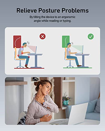 ergounion 3 in 1 Silicone Laptop Stand for Desk - Portable Computer Keyboard Stand for Ergonomic Typing/Reading, Pencil Case Holder for Apple Pencil, Measurable Laptop Riser 9"(24cm) - Midnight