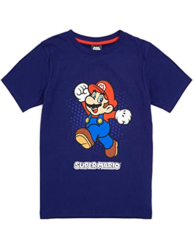 Super Mario Nintendo T Shirt Boys Kids Blue Short Sleeve Gamer Top 9-10 Years