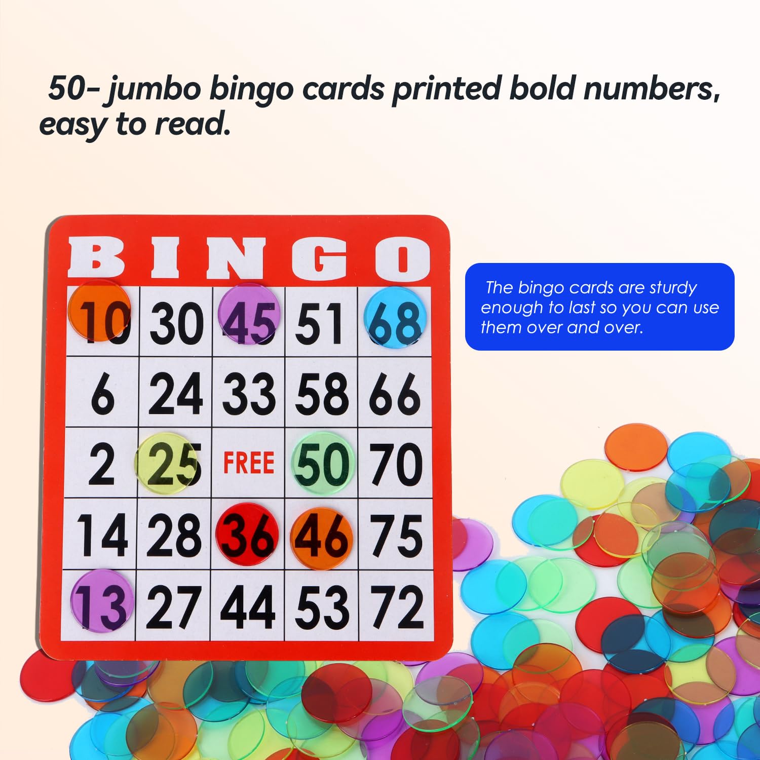 GSE Games & Sports Expert Complete Calling Bingo Game Set with 50 Bingo Cards, 500 Chips, Calling Cards for Parties, Large Groups, Game Nights