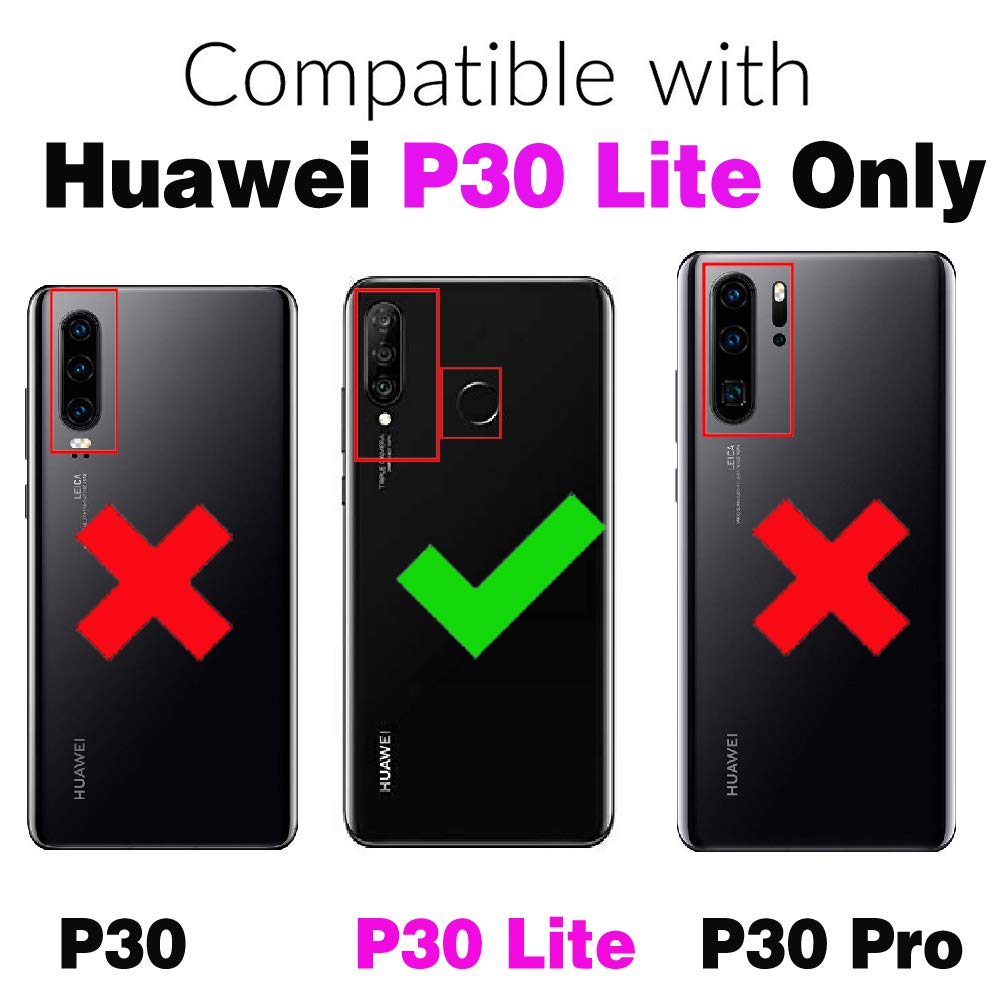 Asuwish Compatible with Huawei P30 Lite Case and Tempered Glass Screen Protector Cell Accessories Card Holder Slot Stand Kickstand Flip Wallet Phone Covers for Hawaii P30Lite P 30 30Lite 30P Rose Gold