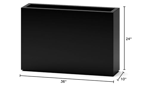 Austin Avenue Accents Large Modern Fiberglass Planter Box - Indoor Outdoor Rectangular Planter - Weather-Resistant, UV-Protected, Lightweight, Pre-drilled Drainage Holes - 36 inches - Black