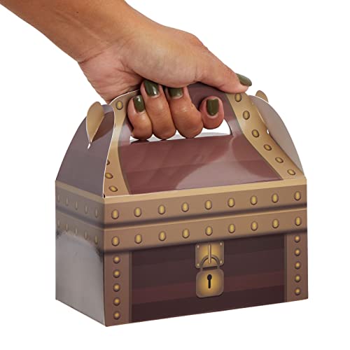 BLUE PANDA 24 Pack Treasure Chest Gable Party Treat Favor Boxes for Kids Pirate Birthday Decorations (6.25 x 3.6 x 3.5 In)