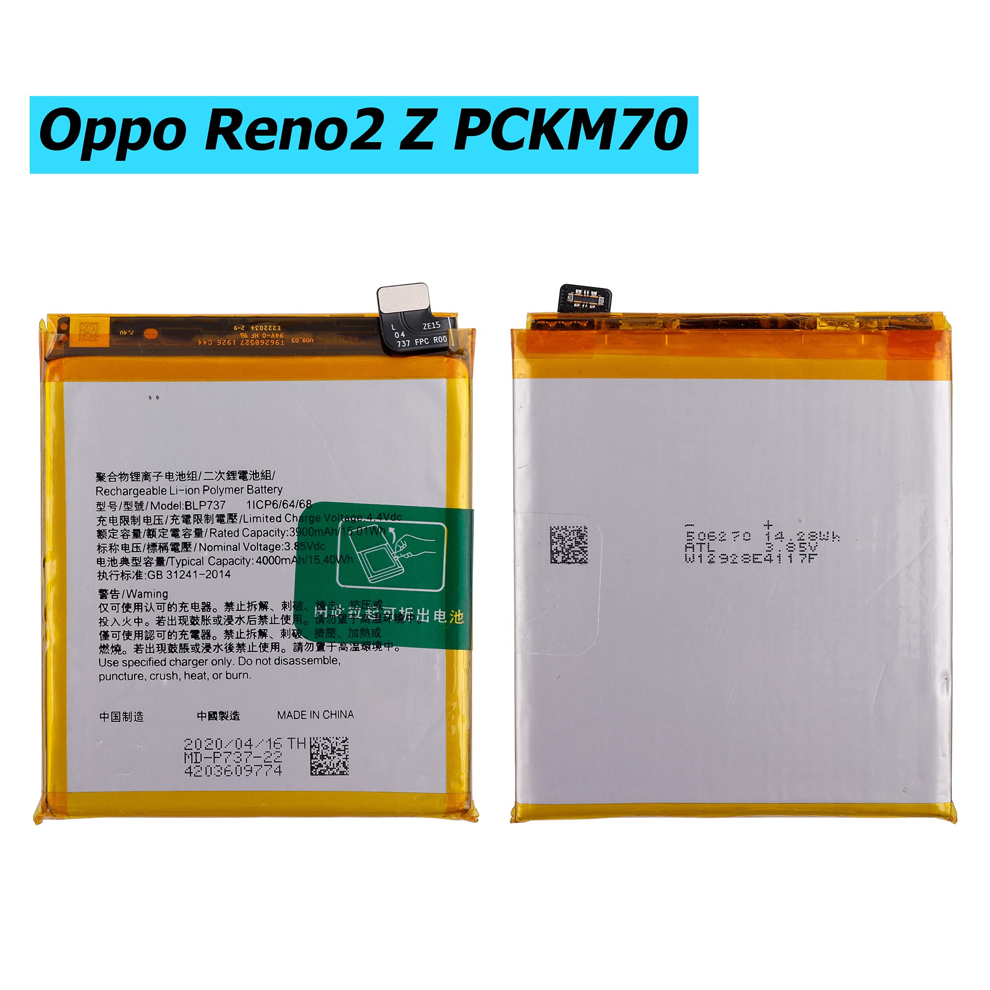Vvsialeek BLP737 Replacement Battery Compatible with Oppo Reno2 Z PCKM70, PCKT00, PCKM00, CPH1945, CPH1951, PCKM80 with Toolkit