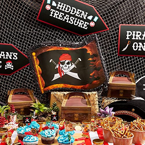 BLUE PANDA 24 Pack Treasure Chest Gable Party Treat Favor Boxes for Kids Pirate Birthday Decorations (6.25 x 3.6 x 3.5 In)