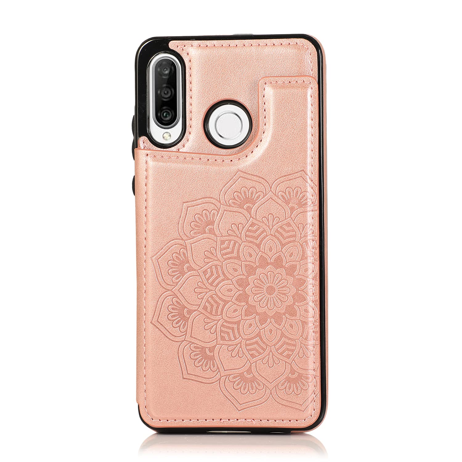 Asuwish Compatible with Huawei P30 Lite Case and Tempered Glass Screen Protector Cell Accessories Card Holder Slot Stand Kickstand Flip Wallet Phone Covers for Hawaii P30Lite P 30 30Lite 30P Rose Gold