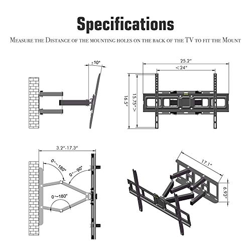 Stainless Steel Portable TV Wall Stand for Most 32-70 Inches Flat Curved TVs,Slim TV Wall Bracket up to 50KG Tilting Height Adjustable, Max VESA 600x400mm