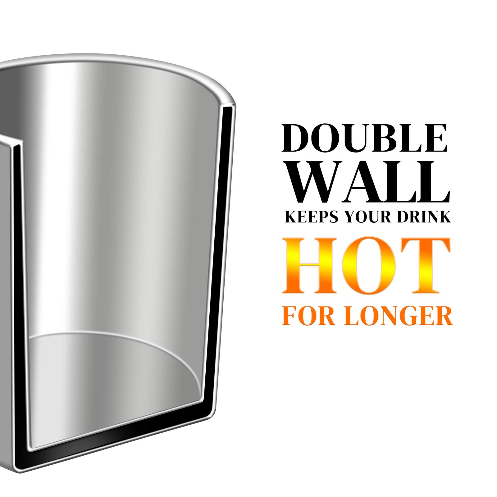 Bidponds 9.5oz / 280ml Double Walled Coffee Mug, Stainless Steel Tea Cups, Travel Camping Mugs