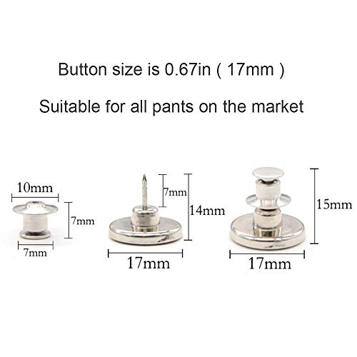 Button pins for Jeans , No Sew and No Tools Instant Jean Button Pins for Pants ,4 Sets Replacement Buttons, Simple Installation, Reusable and Adjustable