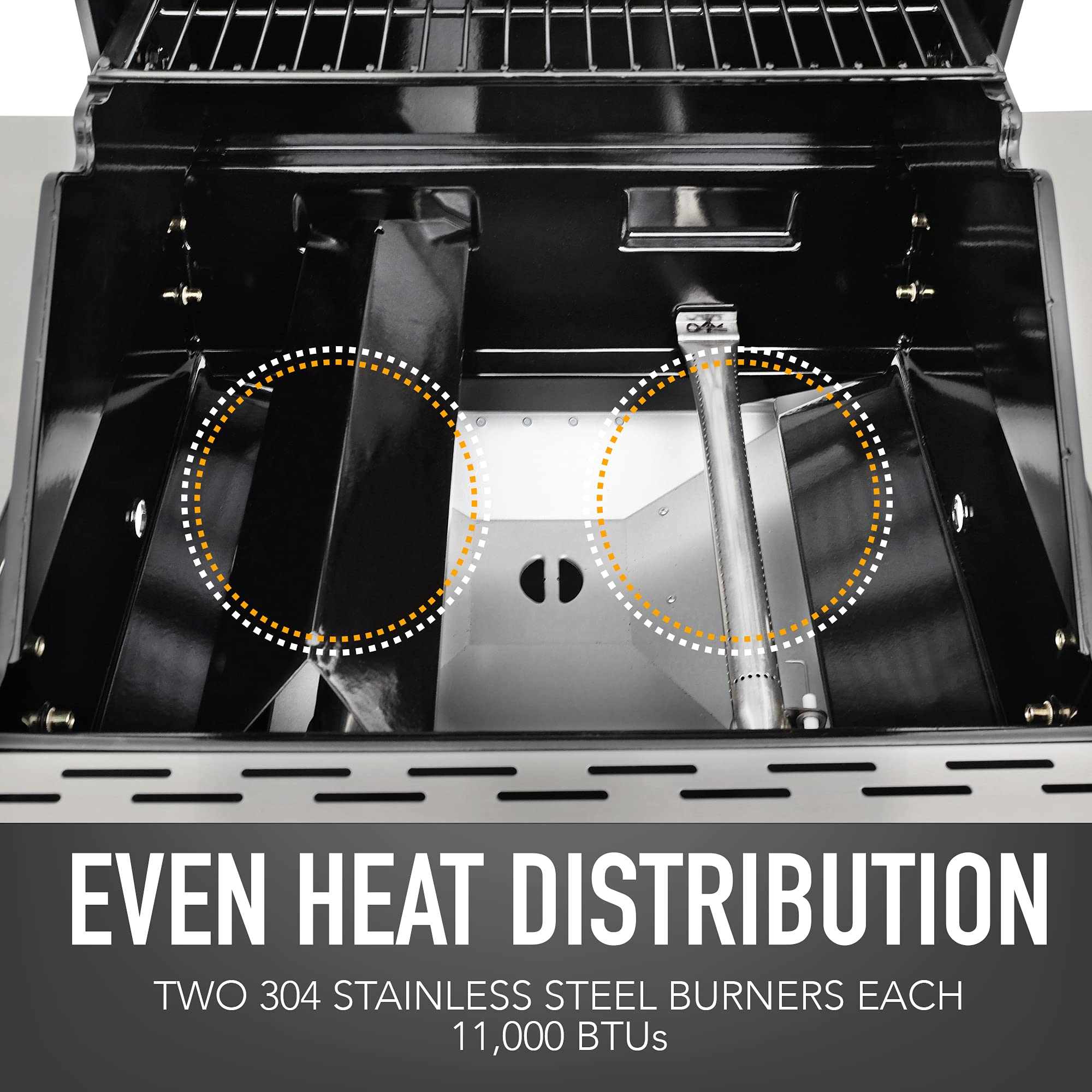 Permasteel 2-Burner Propane Gas Grill, BBQ Grill with Foldable Side Tables & Tool Hooks, Perfect for Outdoor Cooking, Patio & Garden, Black