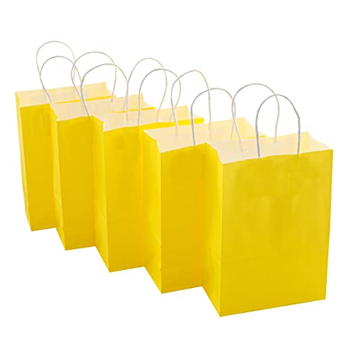 ysmile 12 ct Gift Kraft Paper Bag with Handle for Birthday Party Favor for Present in Bulk 8.2x5.9x3.1 from Yellow…