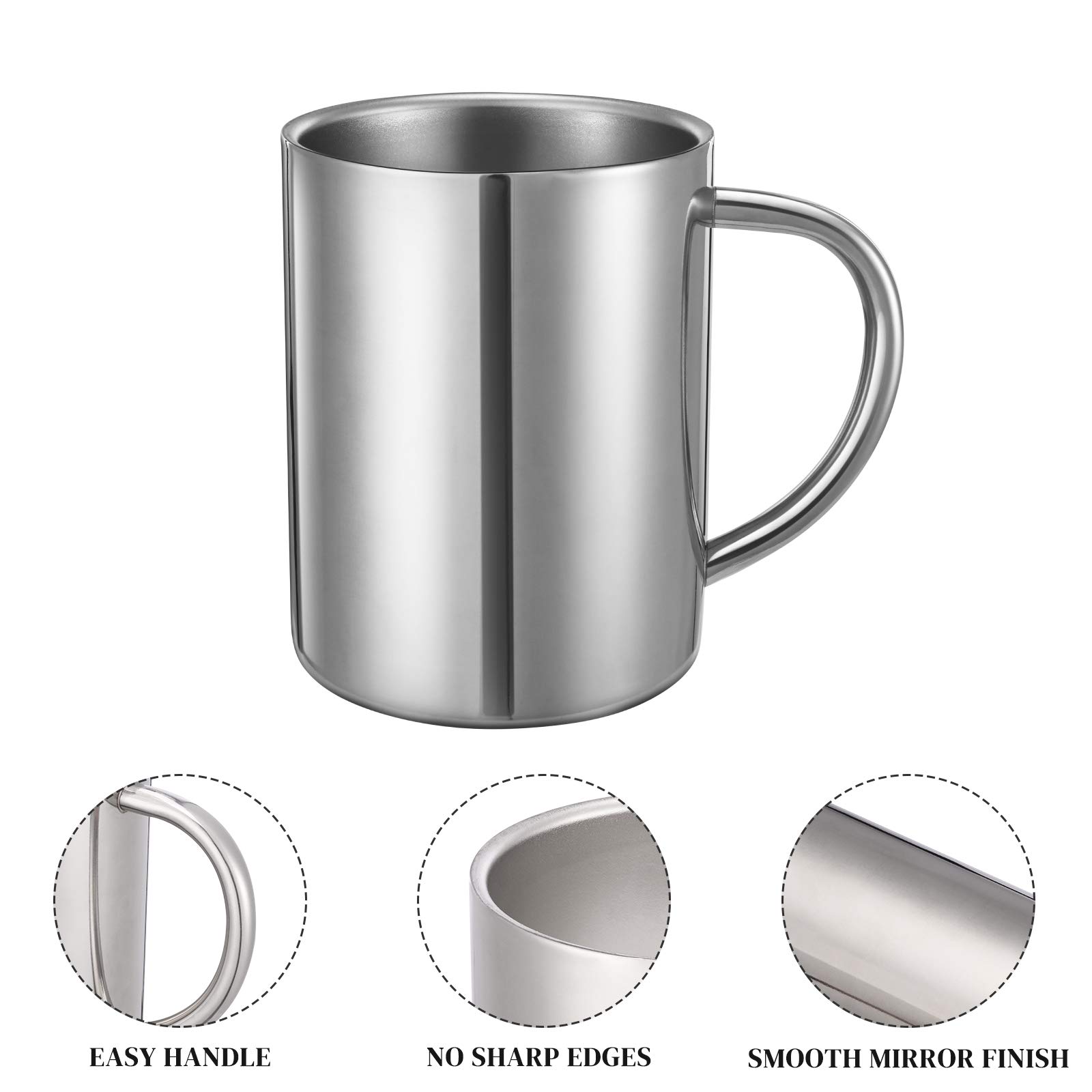 Bidponds 9.5oz / 280ml Double Walled Coffee Mug, Stainless Steel Tea Cups, Travel Camping Mugs