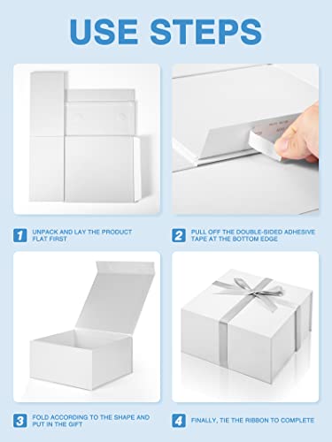 MESHA 8X8X4 Magnetic Gift Box,5PC Gift Boxes for Presents,Gift Box Magnetic Closure,White Gift Boxes with Lids,Magnetic Boxes for Gift,Bridesmaid Proposal Box for Presents