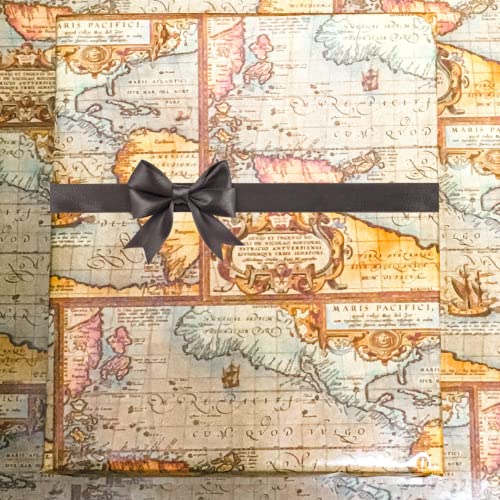 CakeSupplyShop Celebrations World Map Bon International Voyage Globe Traveller Gift Wrap Wrapping Paper - 12ft Folded with tags