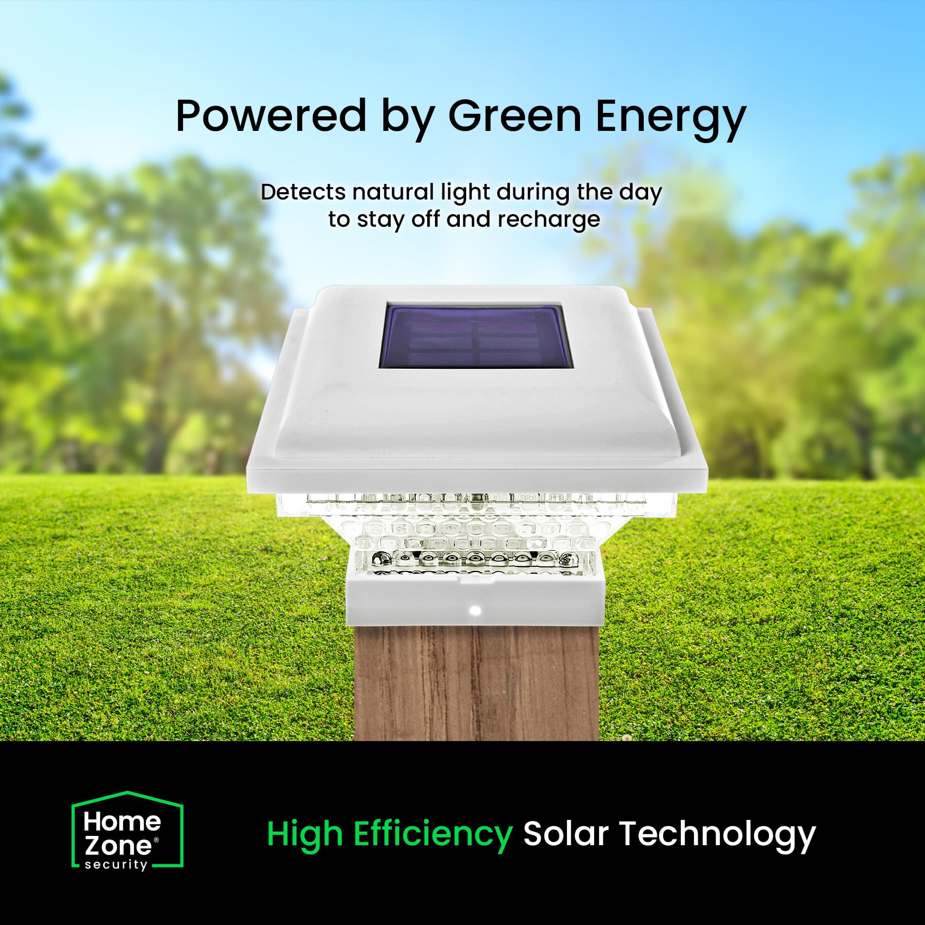 Home Zone Security 2 Pack Solar Post Cap Lights 12 Lumens Outdoor 4x4 fit Post Size 3.5x3.5, Recharging by Sunlight, Sensor Trigger Light at Night, No Wiring Require, Mount Anywhere for Decorative