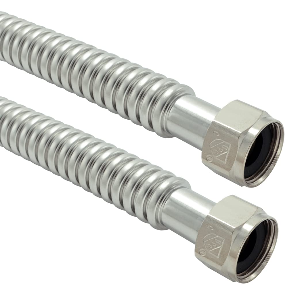 TT FLEX Stainless Steel Corrugated Water Heater Connector Flexible for Water Heater Softener, 3/4" FIP x 3/4" FIP, 24" Length (2 Pack)
