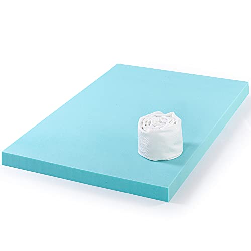 ZINUS 3 Inch Ultra Cooling Gel Memory Foam Mattress Topper with Cooling Cover, CertiPUR-US Certified, Queen, White