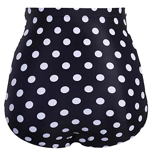 Tempt Me Women's High Waisted Swimsuit Bottom Polka Dot Tummy Control Ruched Bikini Bottom Vintage Swim Bottom Tankini Briefs L