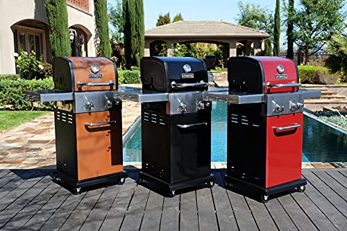 Permasteel 2-Burner Propane Gas Grill, BBQ Grill with Foldable Side Tables & Tool Hooks, Perfect for Outdoor Cooking, Patio & Garden, Black