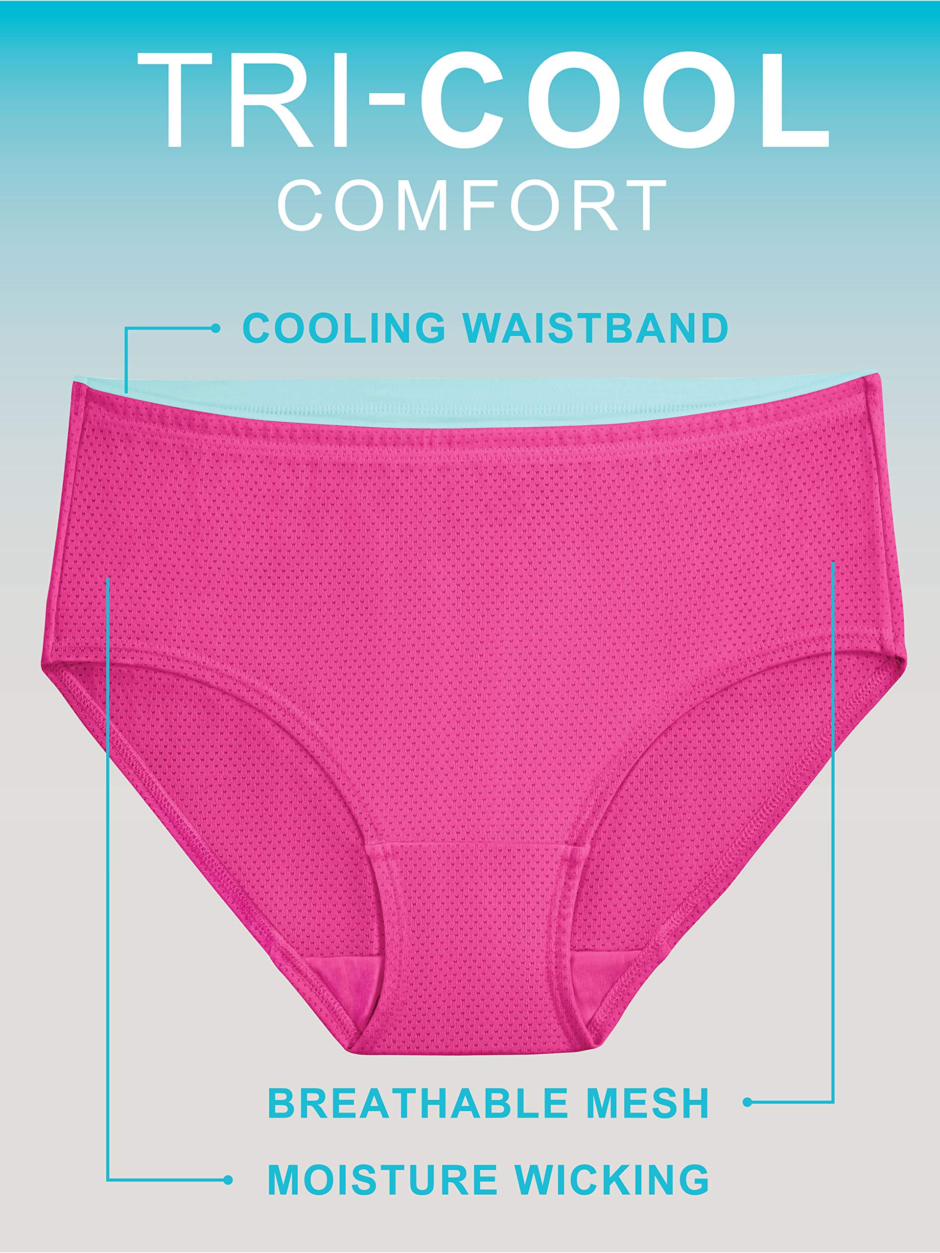 Fruit of the Loom Women's Size Underwear, Designed to Fit Your Curves, Hi Cut-Breathable Micro Mesh-Assorted, 11 Plus
