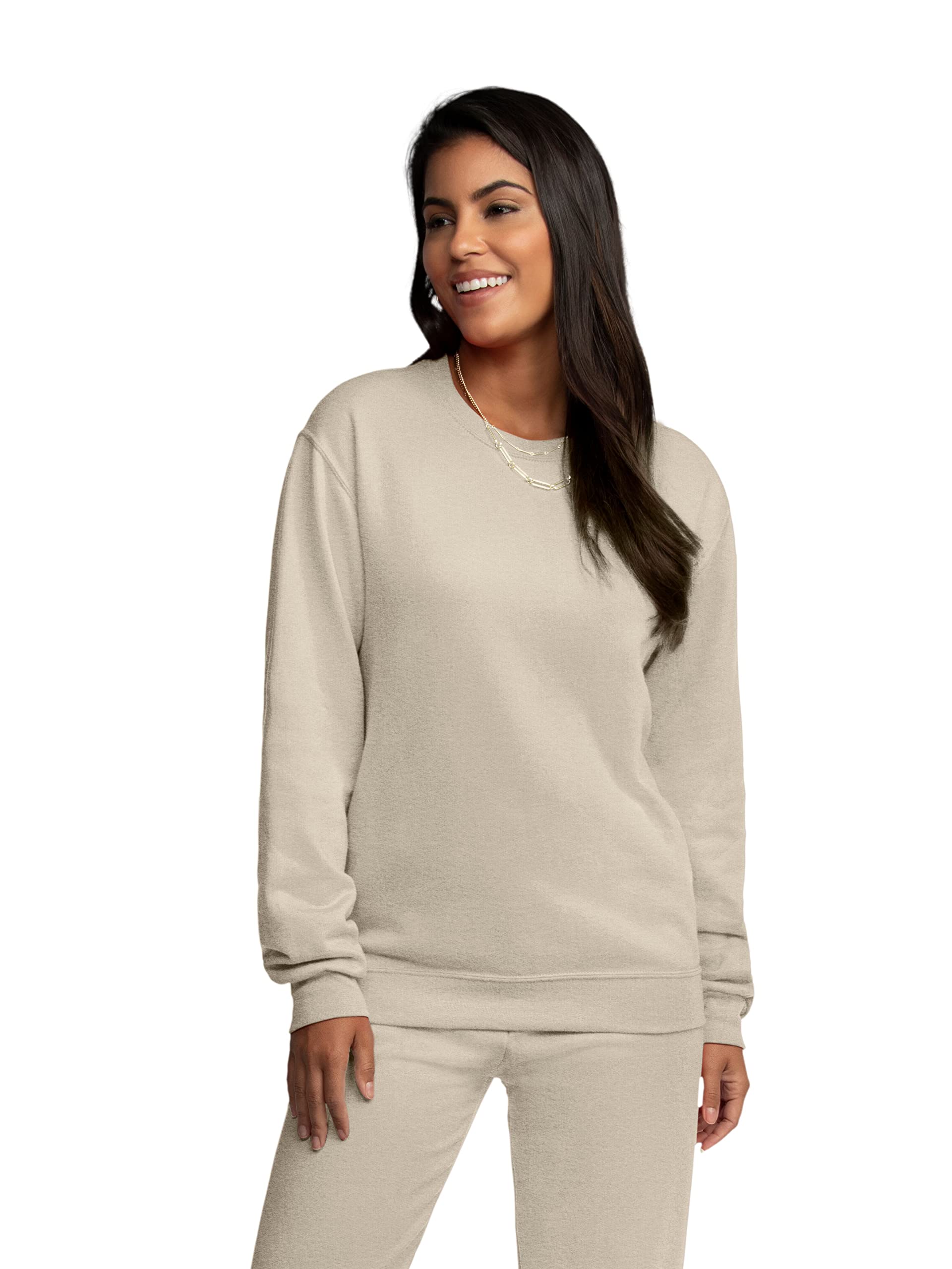 Fruit of the Loom Men's Moisture Wicking Eversoft Fleece Sweatshirt, Khaki Heather, X-Large