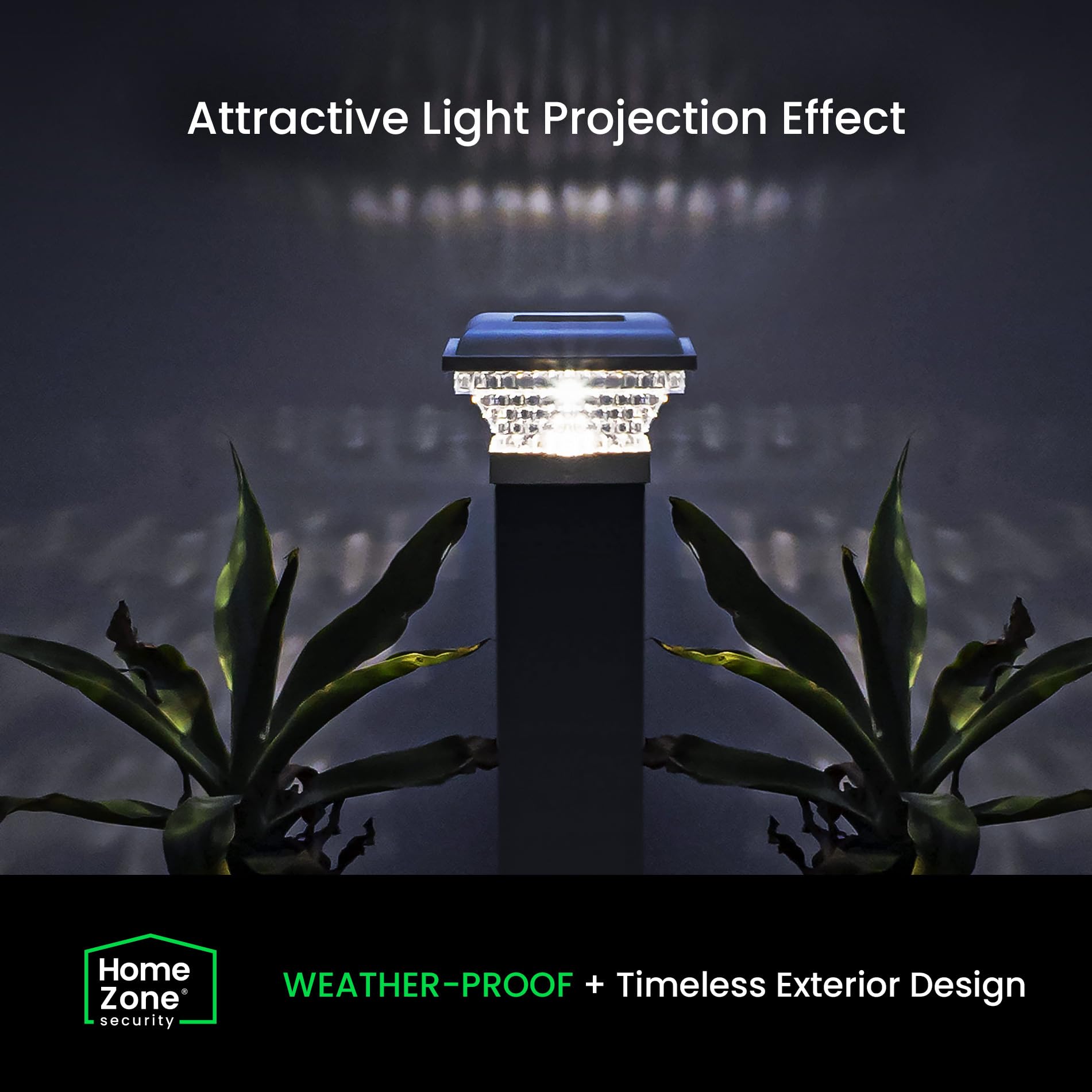 Home Zone Security 2 Pack Solar Post Cap Lights 12 Lumens Outdoor 4x4 fit Post Size 3.5x3.5, Recharging by Sunlight, Sensor Trigger Light at Night, No Wiring Require, Mount Anywhere for Decorative