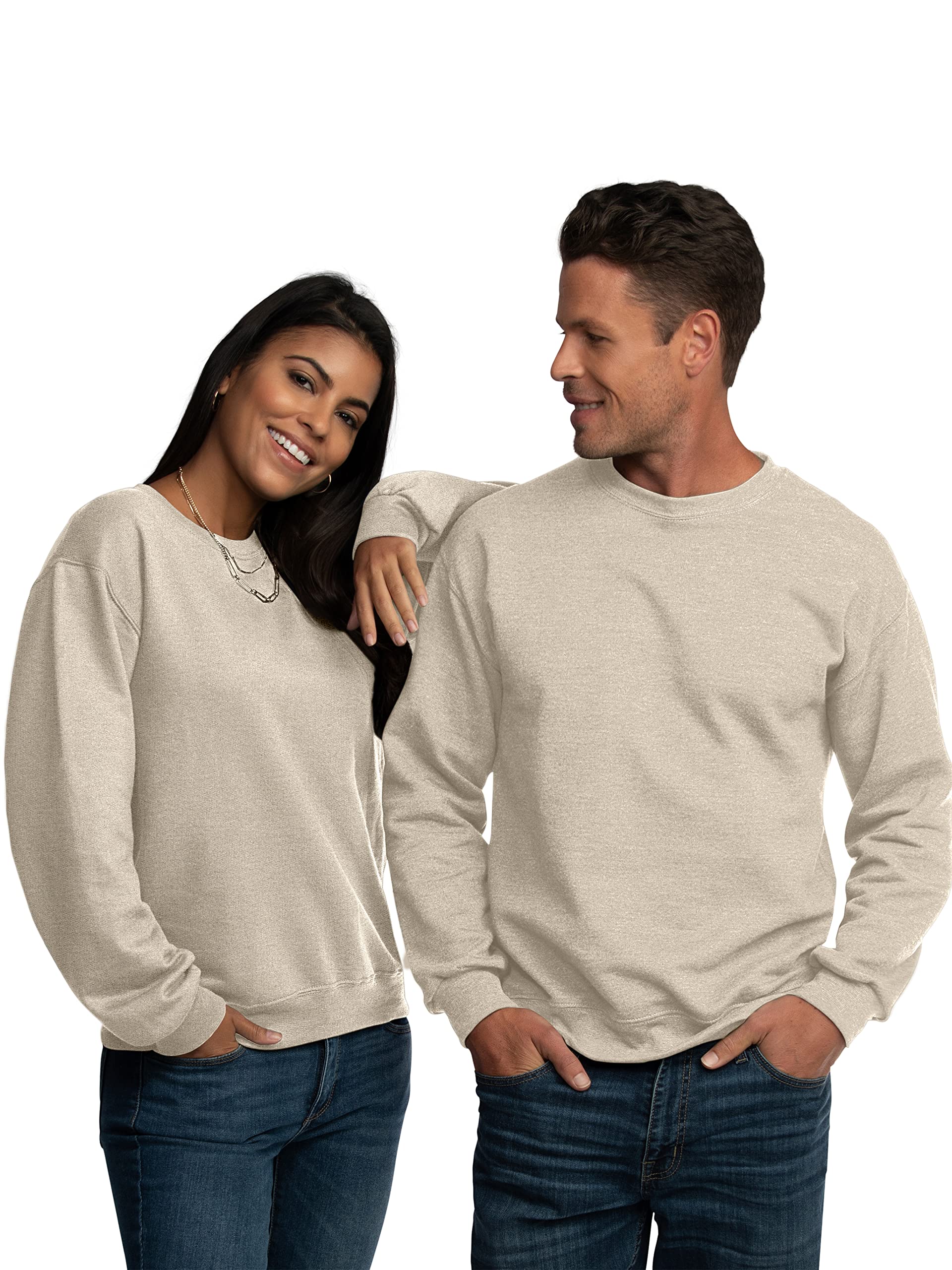 Fruit of the Loom Men's Moisture Wicking Eversoft Fleece Sweatshirt, Khaki Heather, X-Large