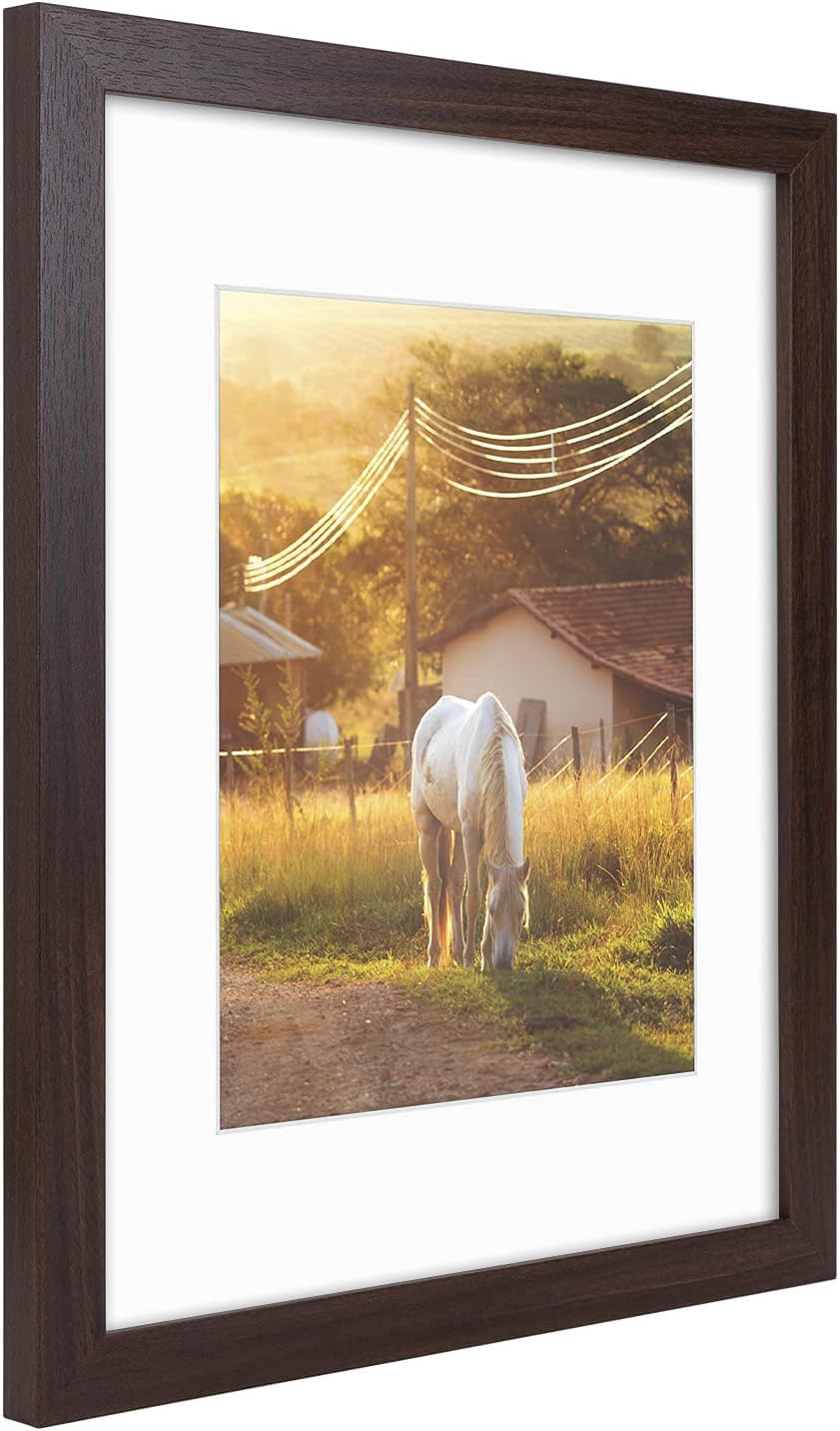 AUEAR, 11x14 Picture Frames 2 Pack, for 8x10 with Mat or 11 by 14 Gallery Wall Frame Vertical Horizontal Display (11x14, Walnut, 2-Pack)