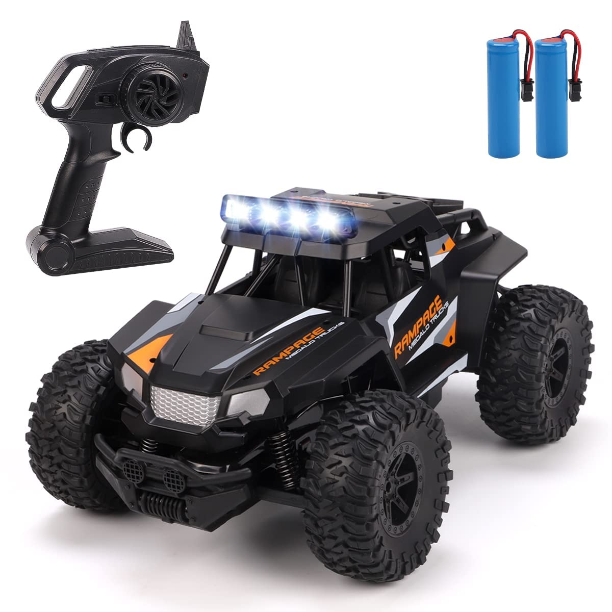 REMOKING RC Car, 1/14 Scale 2WD High Performance Off Road Car, 2.4Ghz Radio Control Anti-Interference Electronic Truck with 2 Rechargeable Batteries, Great Gifts for Kids and Adults
