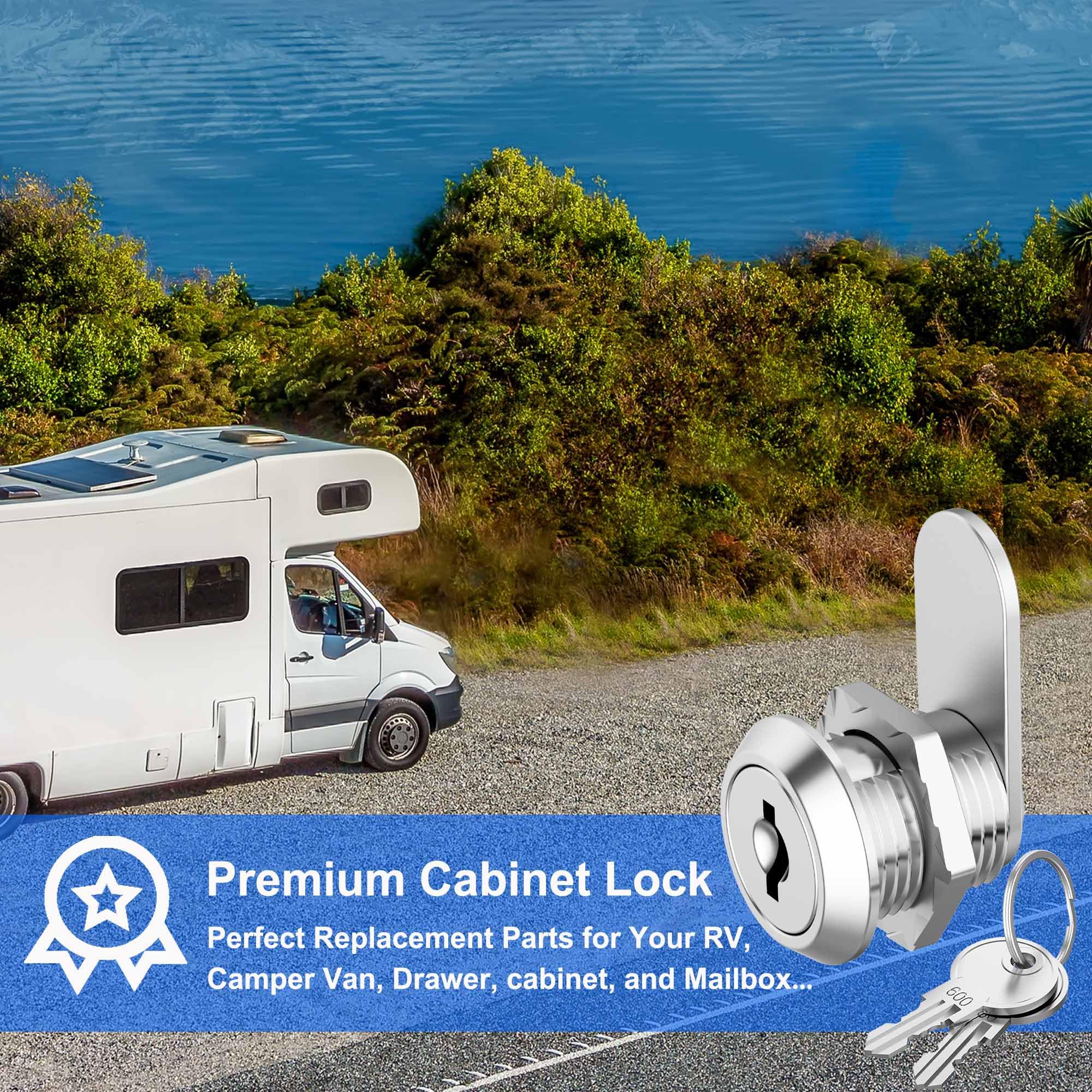 BOZXYE 3 Pack Cabinet Cam Locks Keyed Alike, 5/8" Cabinet Lock with Keys, Rv Locks for Storage Door Secure Files Drawers Mailbox RV Door Tool Box, Zinc Alloy