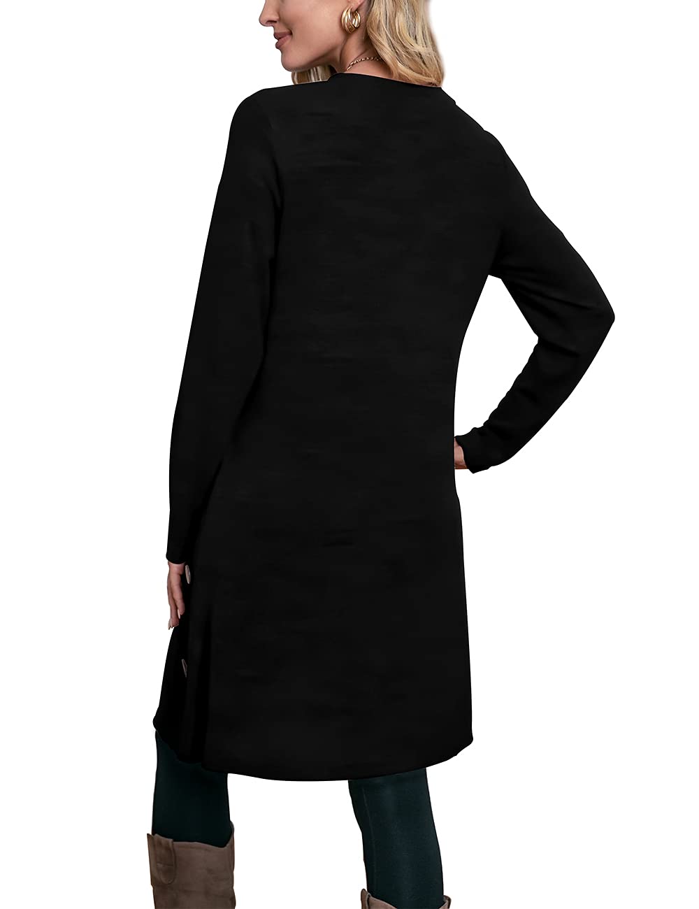 OFEEFAN Sweater Dresses for Women Tunics for Women to Wear with Leggings Black XL
