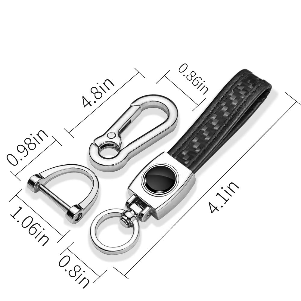 iPick Image Compatible with Honda Civic Si Red Logo in White Genuine Black Carbon Fiber Loop-Strap Chrome Hook Key Chain