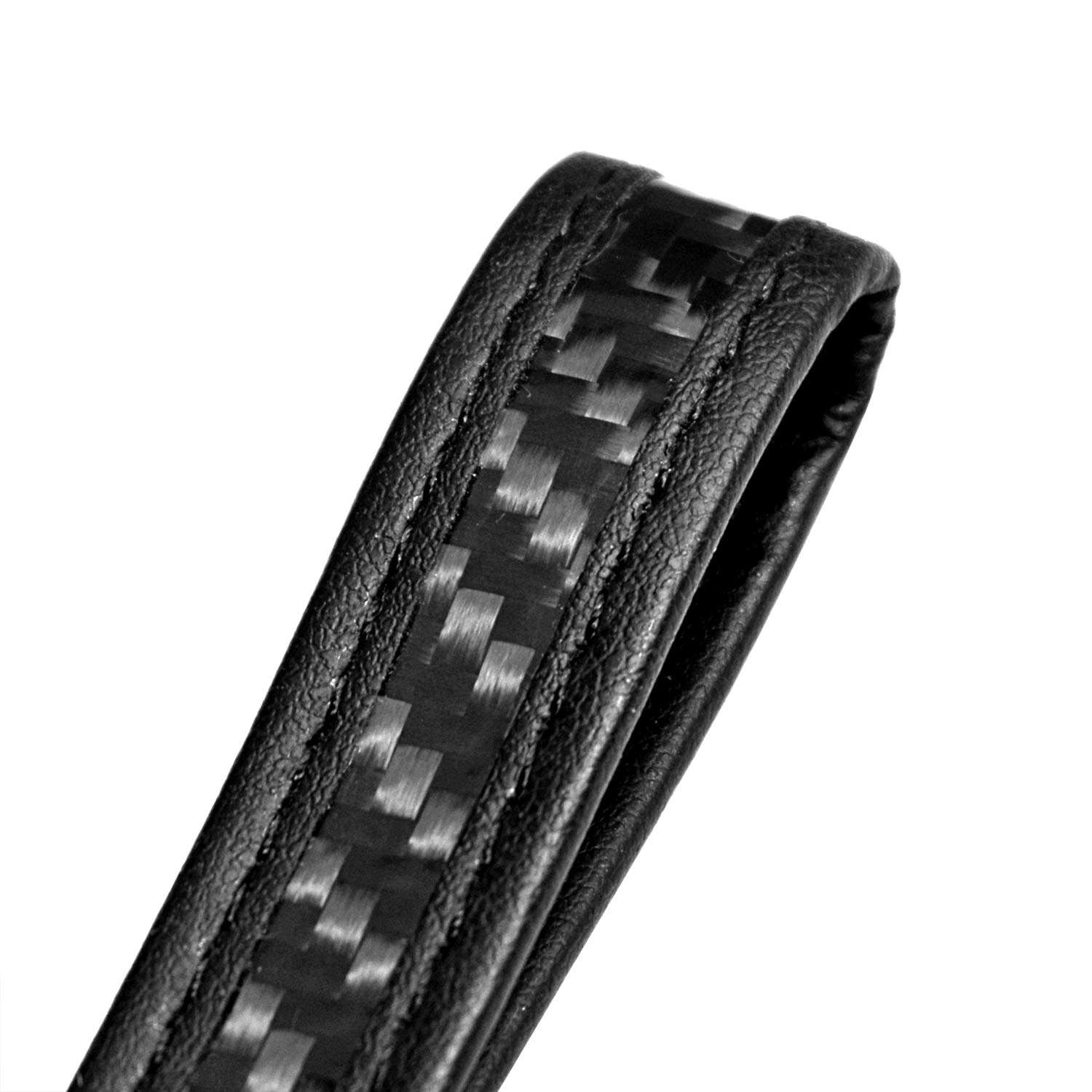 iPick Image Compatible with Honda Civic Si Red Logo in White Genuine Black Carbon Fiber Loop-Strap Chrome Hook Key Chain