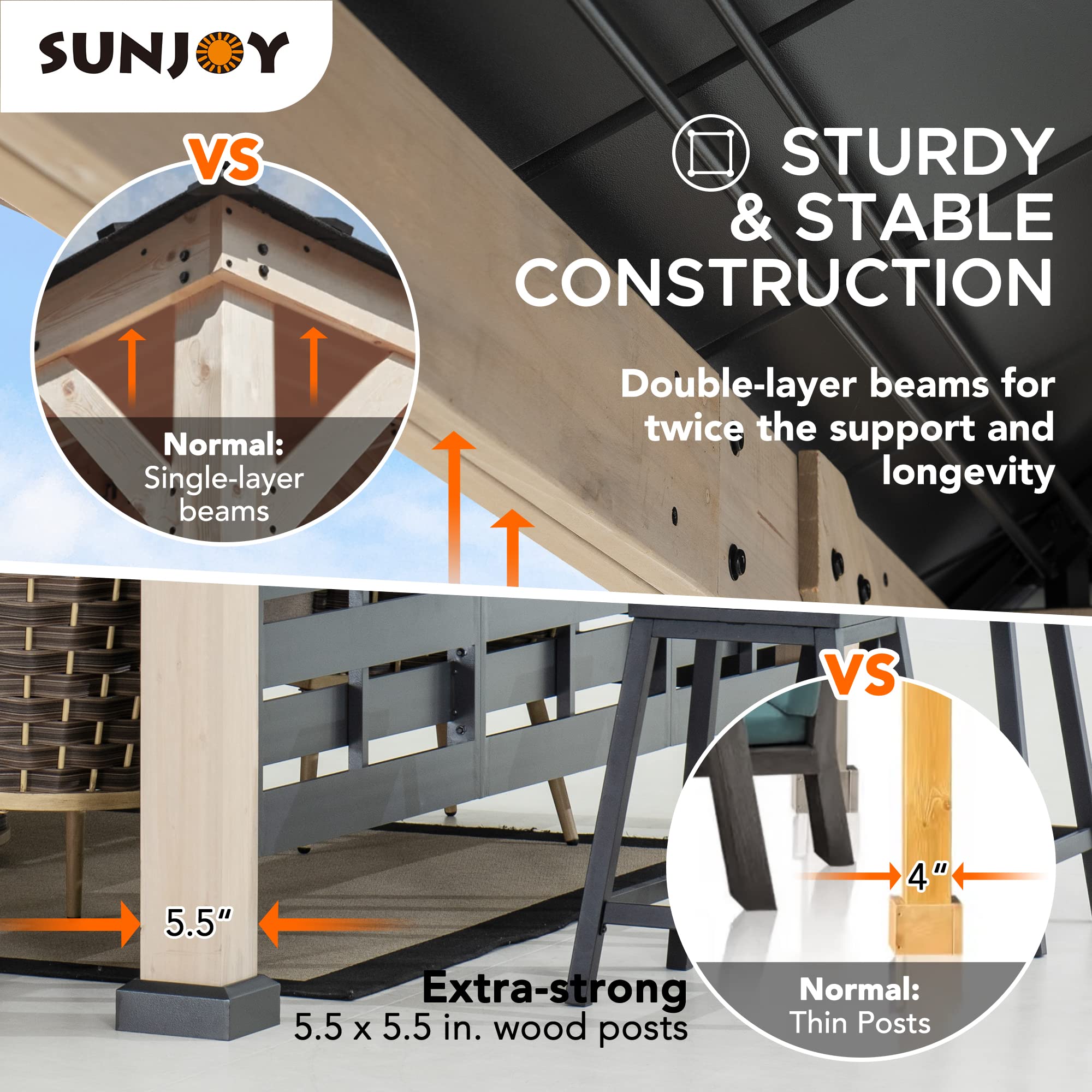 Sunjoy 11 x 11 ft. Hardtop Gazebo Cedar Wood Framed Hot Tub Gazebo with Steel and Polycarbonate Hardtop and bar Shelf, Matte Black by SummerCove