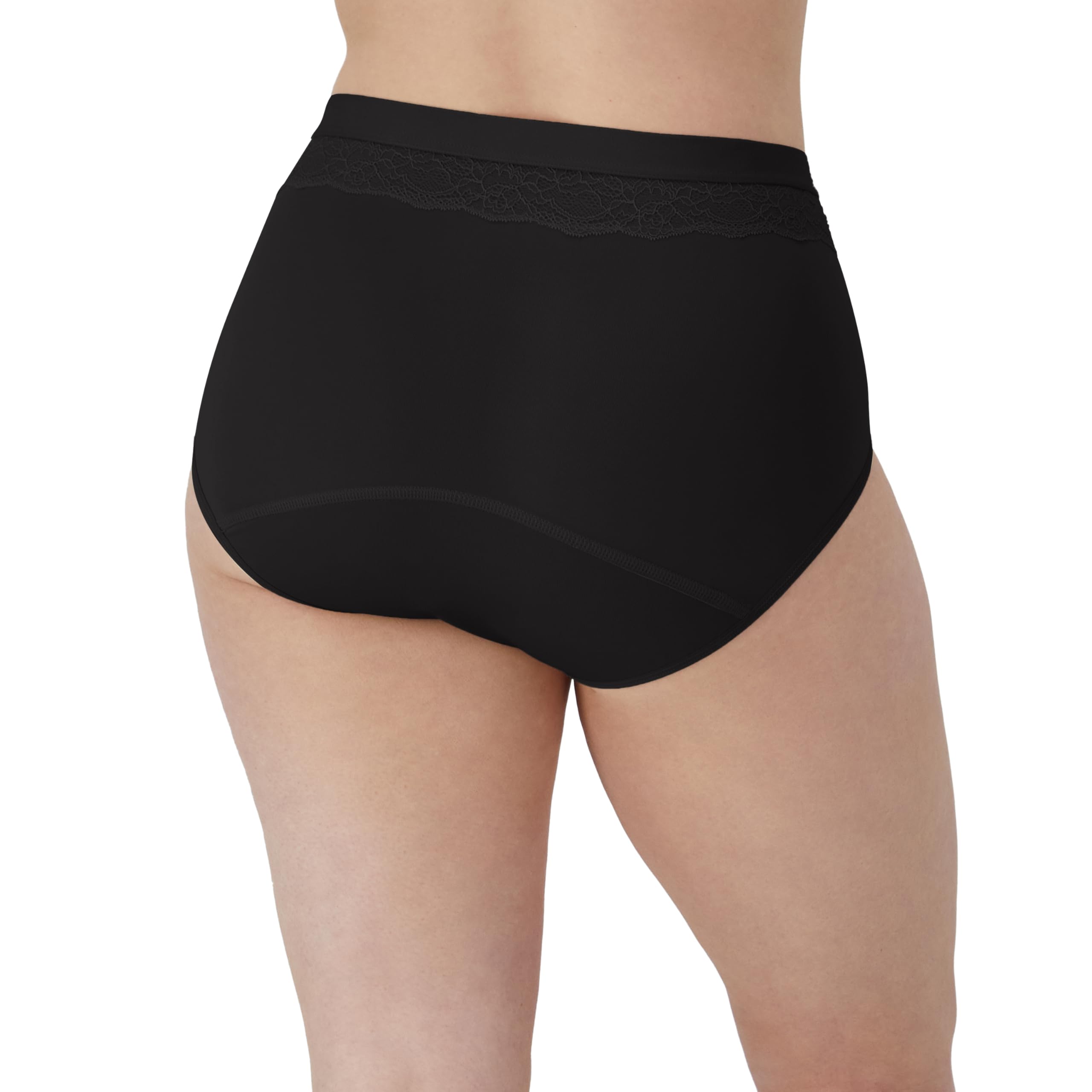 Bali Women's Beautifully Confident Light Leak & Period Protection Hi Cut, Black, 8