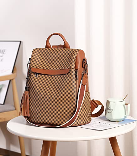 Telena Backpack Purse for Women, PU Leather Anti Theft Travel Purse Shoulder Bags with Tassel