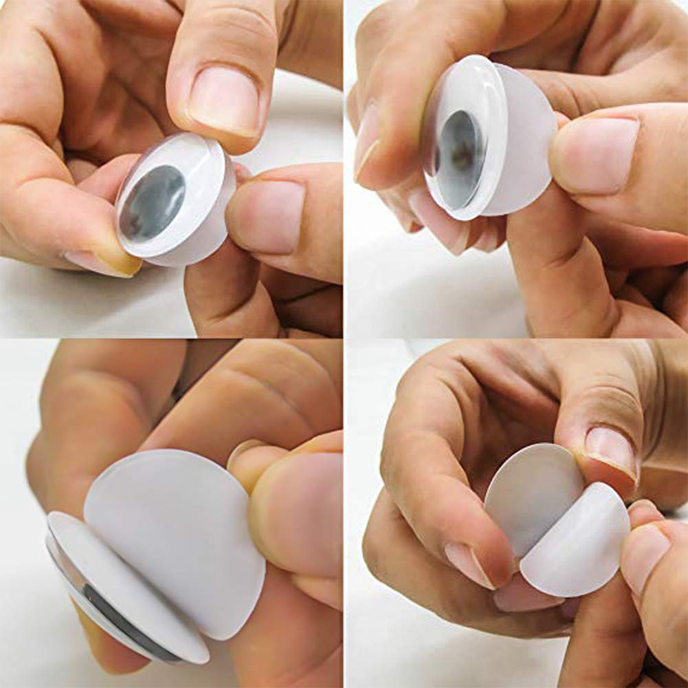 TOAOB 100pcs 25mm Black Wiggle Googly Eyes with Self Adhesive Round Plastic Sticker Eyes for DIY Arts Crafts Scrapbooking Decoration