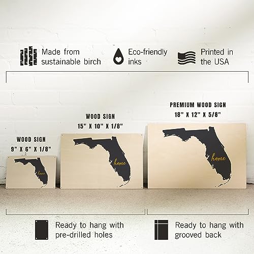 Lantern Press 6x9 Inch Wood Sign, Ready to Hang Wall Decor, Florida, Home State, Gray on White