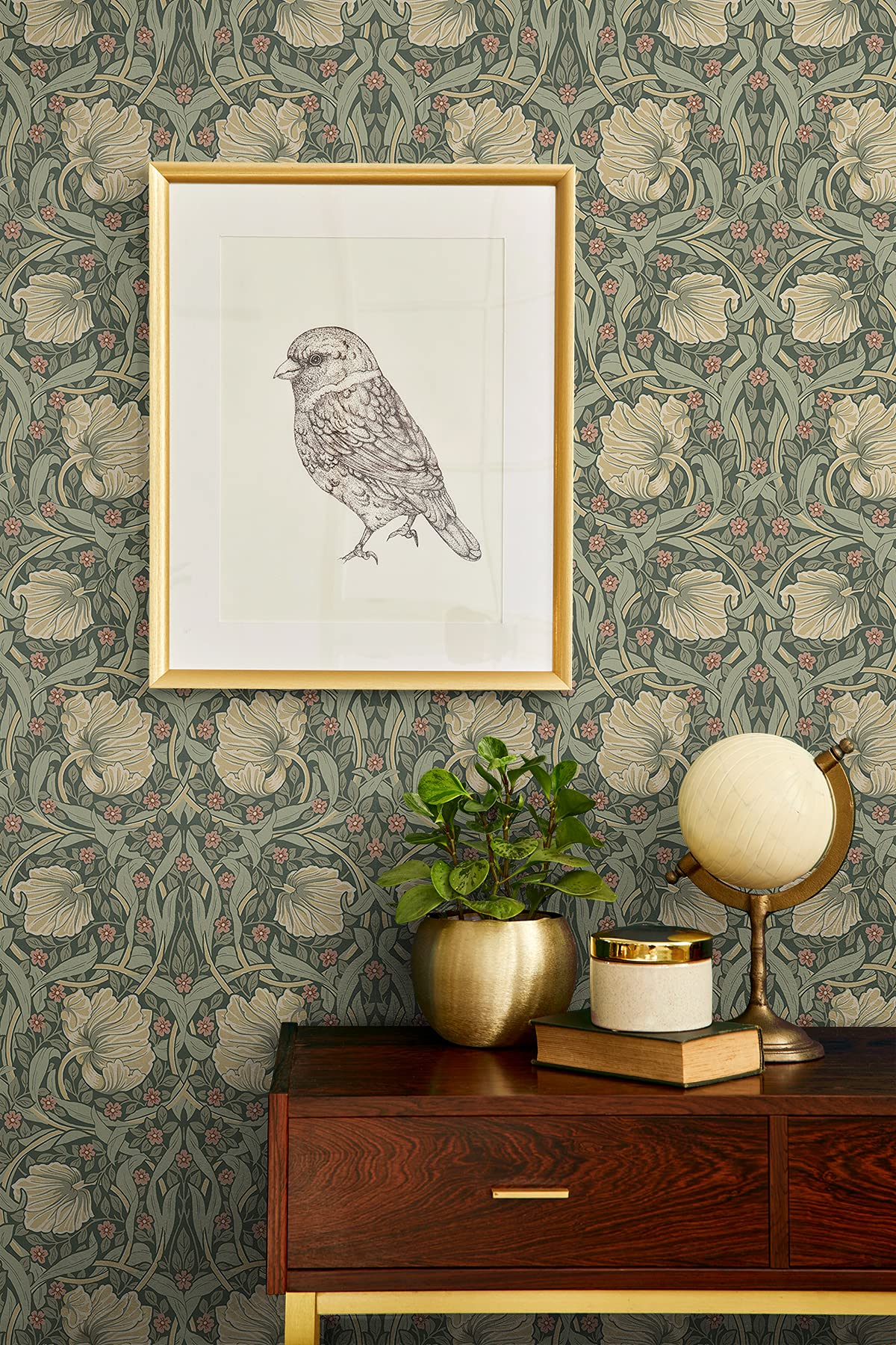 NextWall Pimpernel Floral Peel and Stick Wallpaper (Gardenia & Sage)