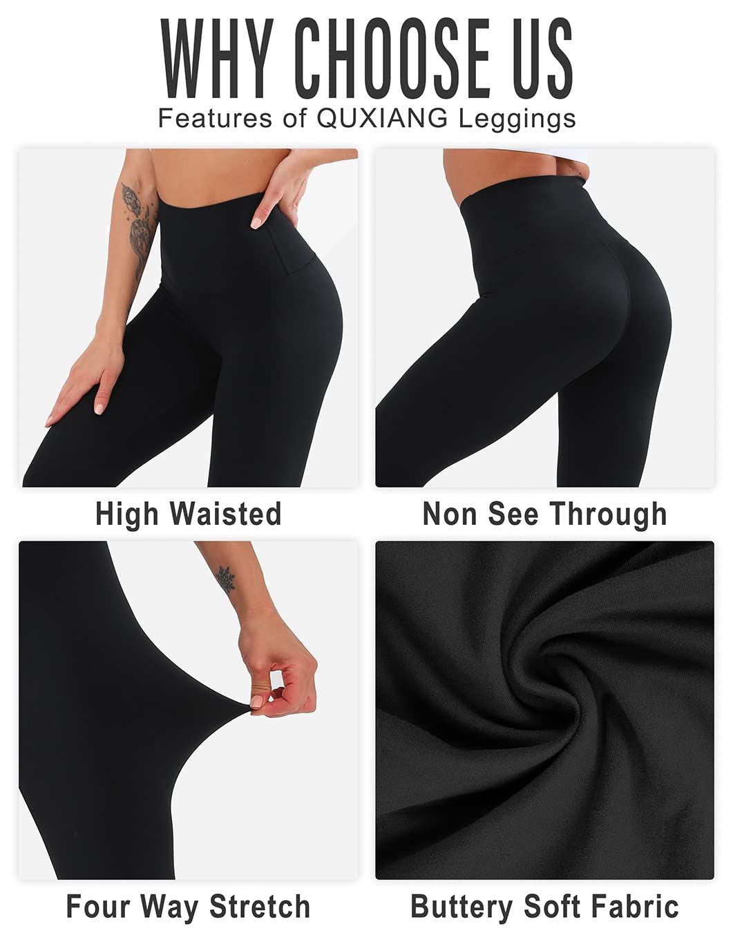 3 Pack High Waisted Leggings for Women No See Through Yoga Pants Tummy Control Leggings for Workout Running Buttery Soft (Black/Black/Black, S/M)