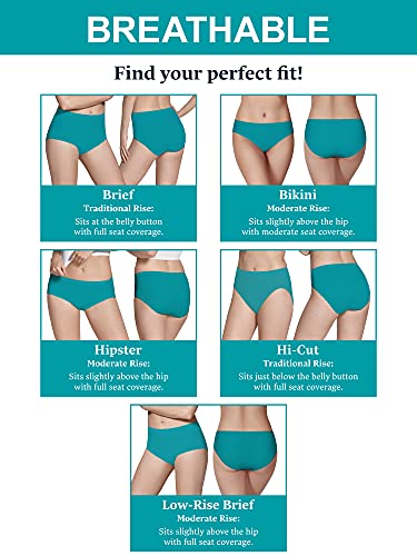 Fruit of the Loom Women's Breathable Underwear, Moisture Wicking Keeps You Cool & Comfortable, Available in Plus Size, Micro Mesh-Hi Cut-6 Pack-Colors May Vary, 7