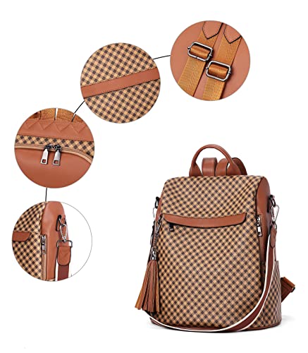 Telena Backpack Purse for Women, PU Leather Anti Theft Travel Purse Shoulder Bags with Tassel